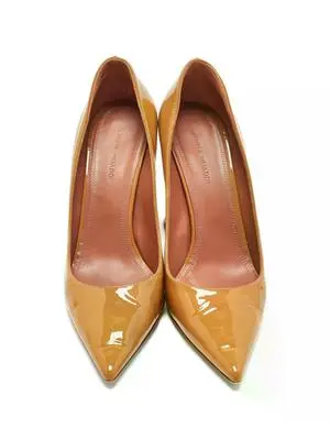 Amina Muaddi Ami Leather Heeled Pumps - Neutrals