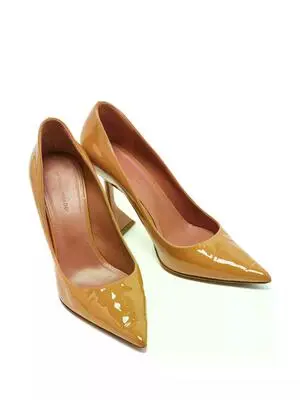 Amina Muaddi Ami Leather Heeled Pumps
