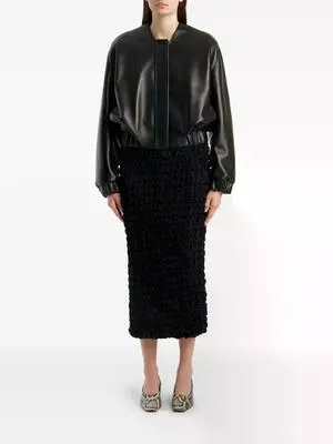 Khaite Lambskin Cropped Bomber Jacket - Black