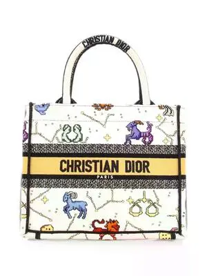 Dior Book Zodiac Embroidered Canvas Small Tote Bag - Multicolour