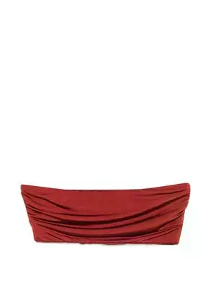 MOUTAKI Ruched Strapless Bikini Top - Red