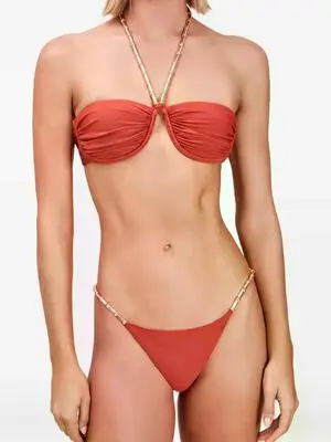 Devon Windsor Genesis Bead-embellished Bikini Short - Red