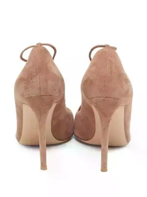 GIANVITO ROSSI Beige Suede Pointed-toe Lace-up Pumps
