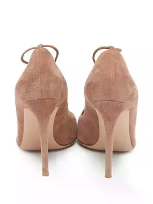 GIANVITO ROSSI Beige Suede Pointed-toe Lace-up Pumps
