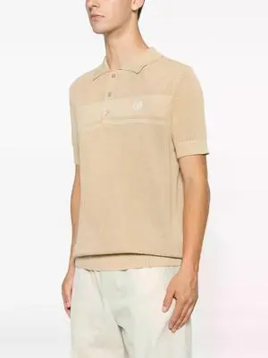 SERGIO TACCHINI Pointelle-knit Logo-embroidered Polo Shirt