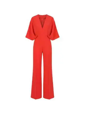 GEMY MAALOUF Coral Crepe Jumpsuit - Red