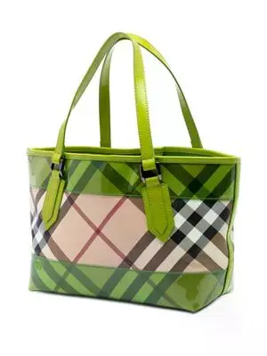 Burberry Patent Trimmed Supernova Check Coated Canvas Tote Bag