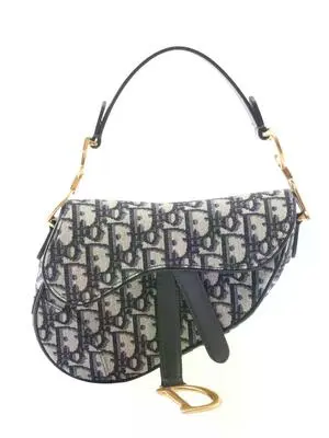 Dior Mini Oblique Canvas Saddle Bag Satchel - Blue
