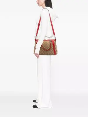 Gucci Medium Gg Canvas Bella Tote Satchel - Red