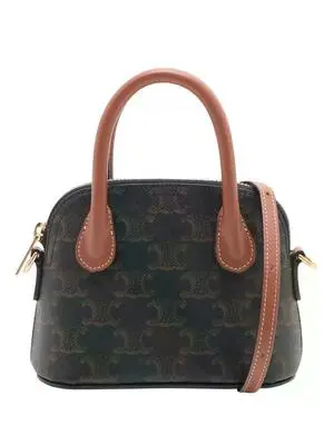 Celine Triomphe Coated Canvas Dome Satchel - Brown