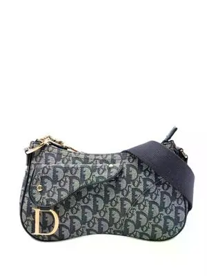 Dior Diorissimo Trotter Canvas Double Saddle Crossbody Bag - Blue