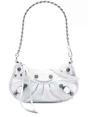Balenciaga Mini Embossed Leather Motocross Le Cagole Satchel - White