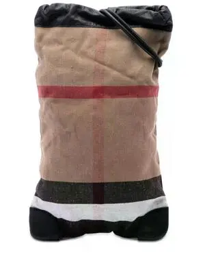 Burberry Mega Check Canvas Drawstring Backpack - Brown