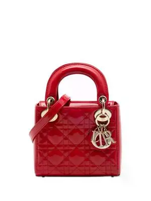 Dior Patent Cannage Lady Satchel - Red