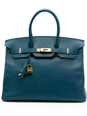 Hermès 35cm Togo Birkin Retourne Handbag - Blue