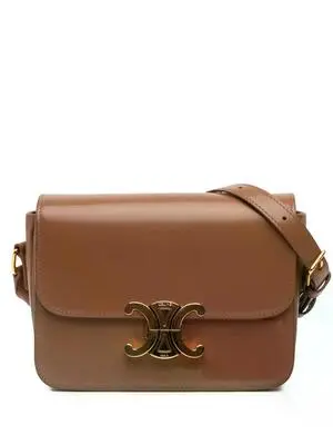 Celine Shiny Calfskin Triomphe Crossbody Bag - Brown