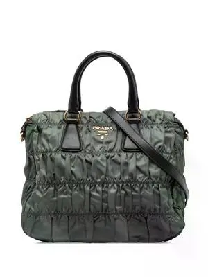 Prada Tessuto Gaufre Satchel - Green