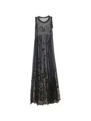 Chloé Embroidered Floral Chiffon Maxi Dress