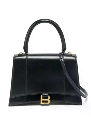 Balenciaga Hourglass Leather Shoulder Bag - Black