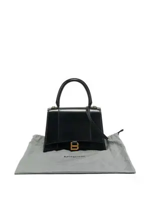 Balenciaga Hourglass Leather Shoulder Bag - Black