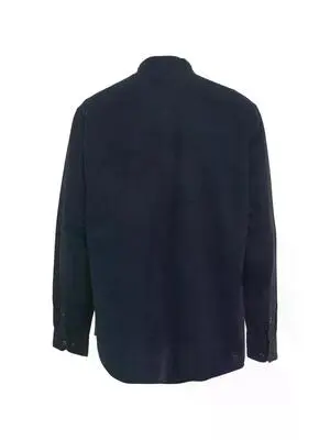 Giorgio Armani Navy Crinkled Cotton Button Front Shirt 4xl
