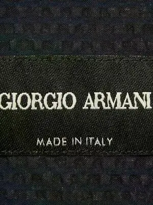 Giorgio Armani Navy Crinkled Cotton Button Front Shirt 4xl