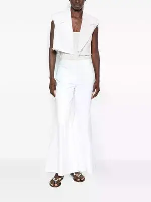 MOUTAKI Sleeveless Frayed Hem Cropped Jacket