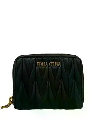 Miu Miu 2010-2026 Matelasse Leather Coin Pouch - Black