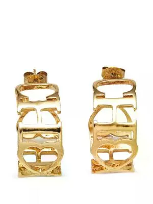 Carolina Herrera Tone Ch Motif Hoop Earrings - Gold