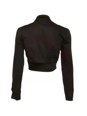 424 Cotton Cropped Wrap Top With Notched Collar