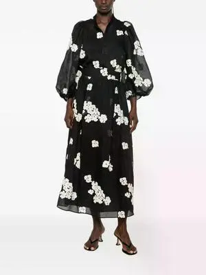 MOUTAKI Embroidered A-line Midi Skirt