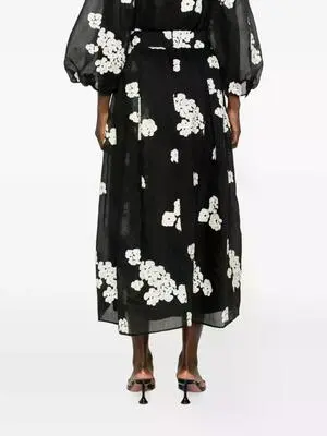 MOUTAKI Embroidered A-line Midi Skirt
