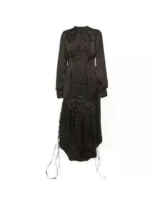 JIL SANDER Pleated Satin Maxi Dress - Black