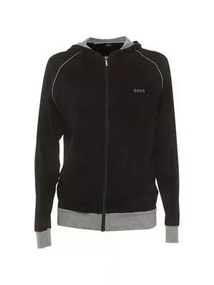 BOSS Logo Detail Zip-up Hoodie - Black