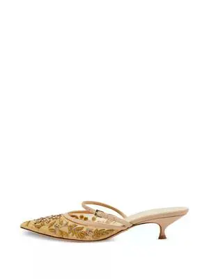 Dior Embroidered Mesh Pointed-toe Mules