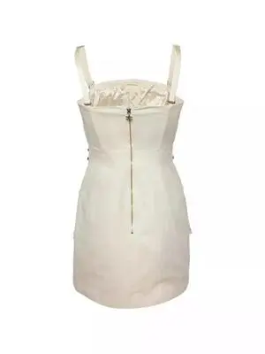 Elisabetta Franchi Gabardine Mini Dress With Chain Trim - White