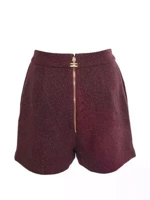 Elisabetta Franchi Pleated Tweed Shorts With Chain Detail