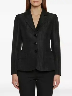 Emporio Armani Jacquard Single-breasted Blazer - Black
