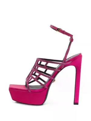 Versace Square-toe Sandals With Crystal Embellishments