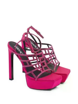 Versace Square-toe Sandals With Crystal Embellishments