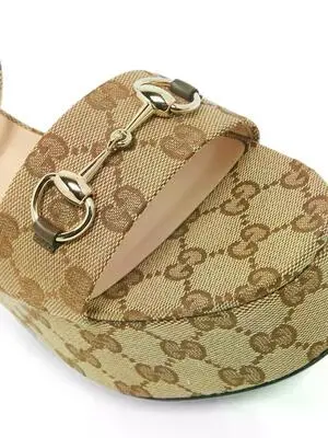 Gucci Gg Pattern Horsebit Sandals