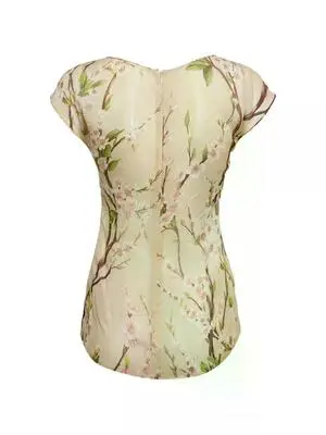 Dolce & Gabbana Beige Floral Print Chiffon Blouse