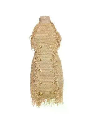 Balmain Fringed Halterneck Mini Dress
