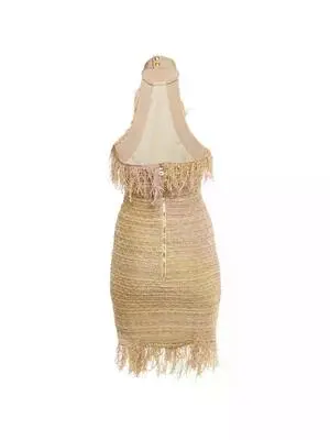 Balmain Fringed Halterneck Mini Dress