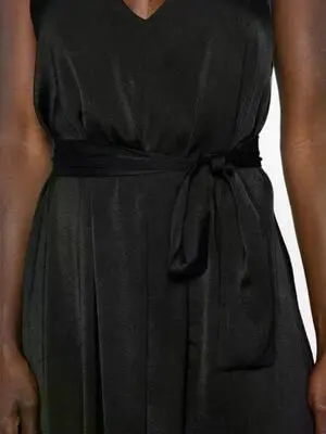 MOUTAKI V-neck Belted Asymmetric Midi Dress