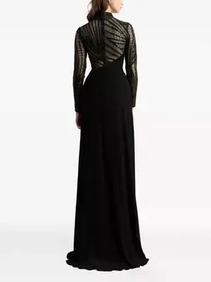 GEMY MAALOUF Sequin Embellished Mesh Panel Dress