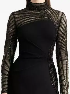 GEMY MAALOUF Sequin Embellished Mesh Panel Dress