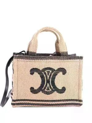 Celine Cabas Thais Triomphe Printed Textile Small Tote Bag - Black