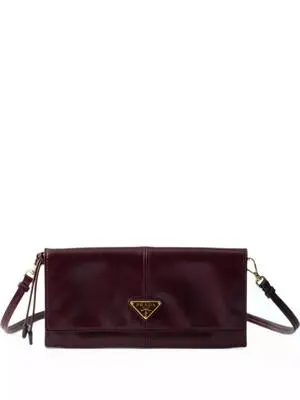 Prada Leather Wallet With Shoulder Strap - Red