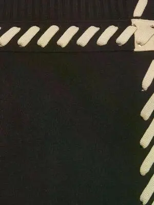 Fendi Ribbed-knit Lace-up T-shirt